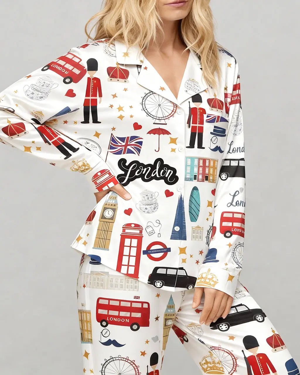 London England Satin Pajama Set - OMFORT